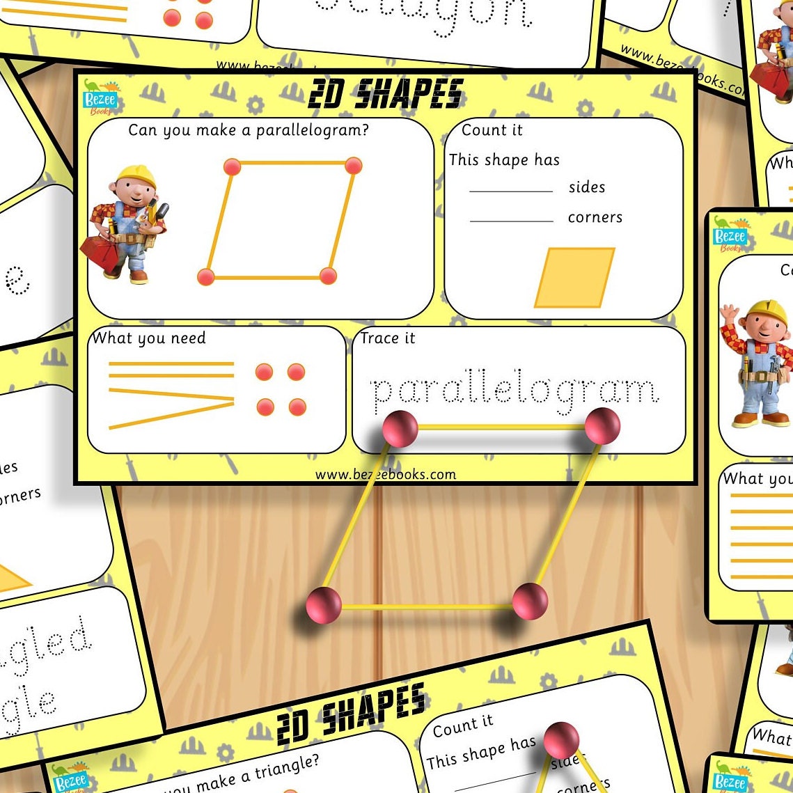 Matchstick and Playdoh 2D Shapes Learning Cards Homeschool Learning ...