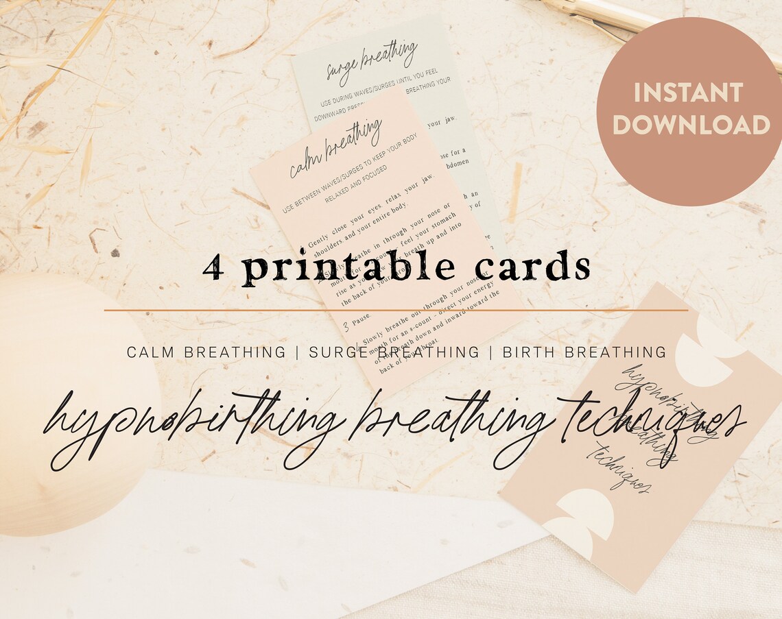 Hypnobirthing Breathing Cards Baby Shower Gift Natural - Etsy