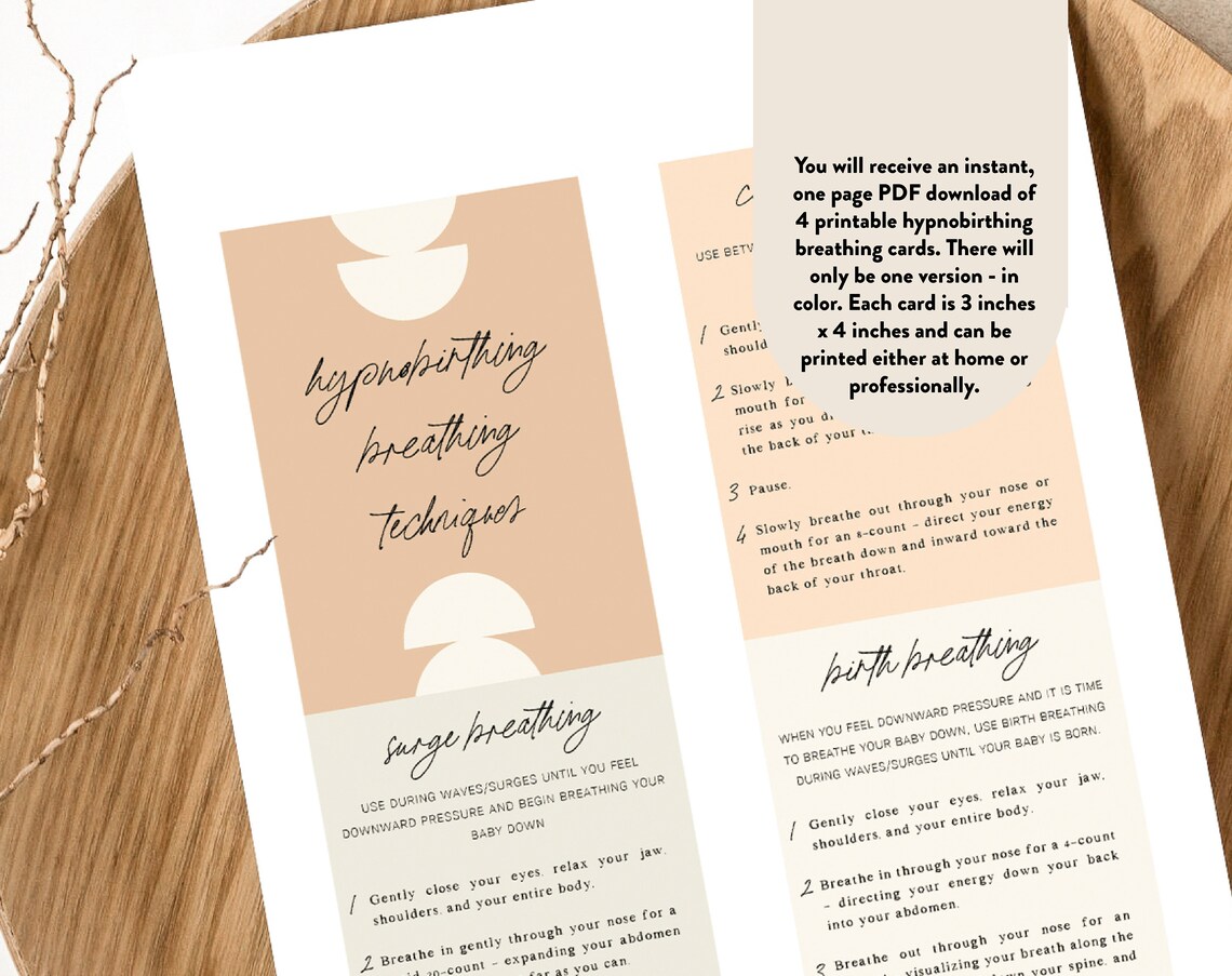 Hypnobirthing Breathing Cards | Baby Shower Gift | Natural Birth ...