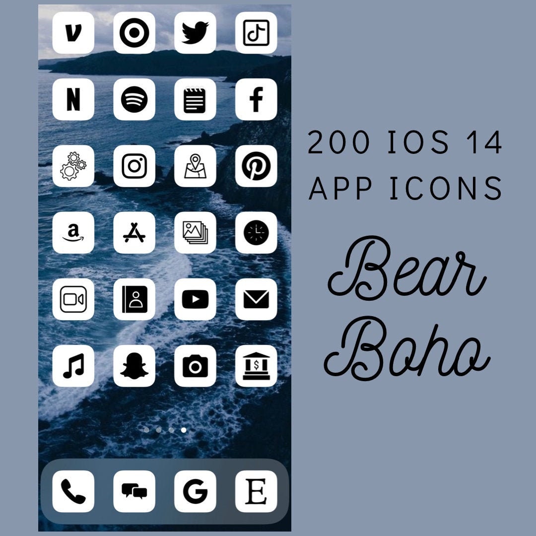 200 IOS 14 App Icons, Black and White App Icons, Neutral App Icons, IOS ...