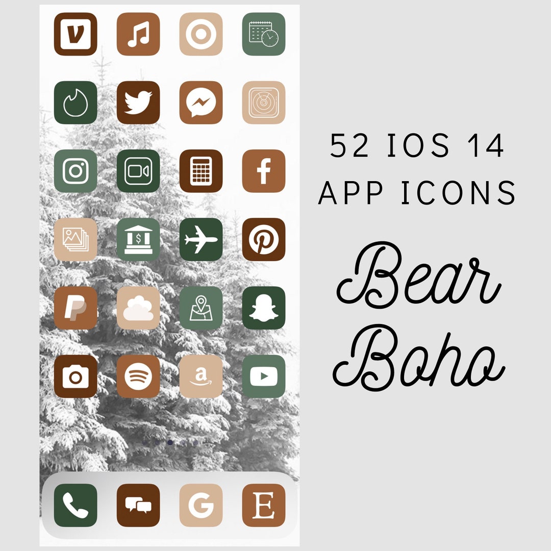 52 IOS 14 App Icons, Boho App Icons, Green App Icons, IOS 14 Aesthetic ...