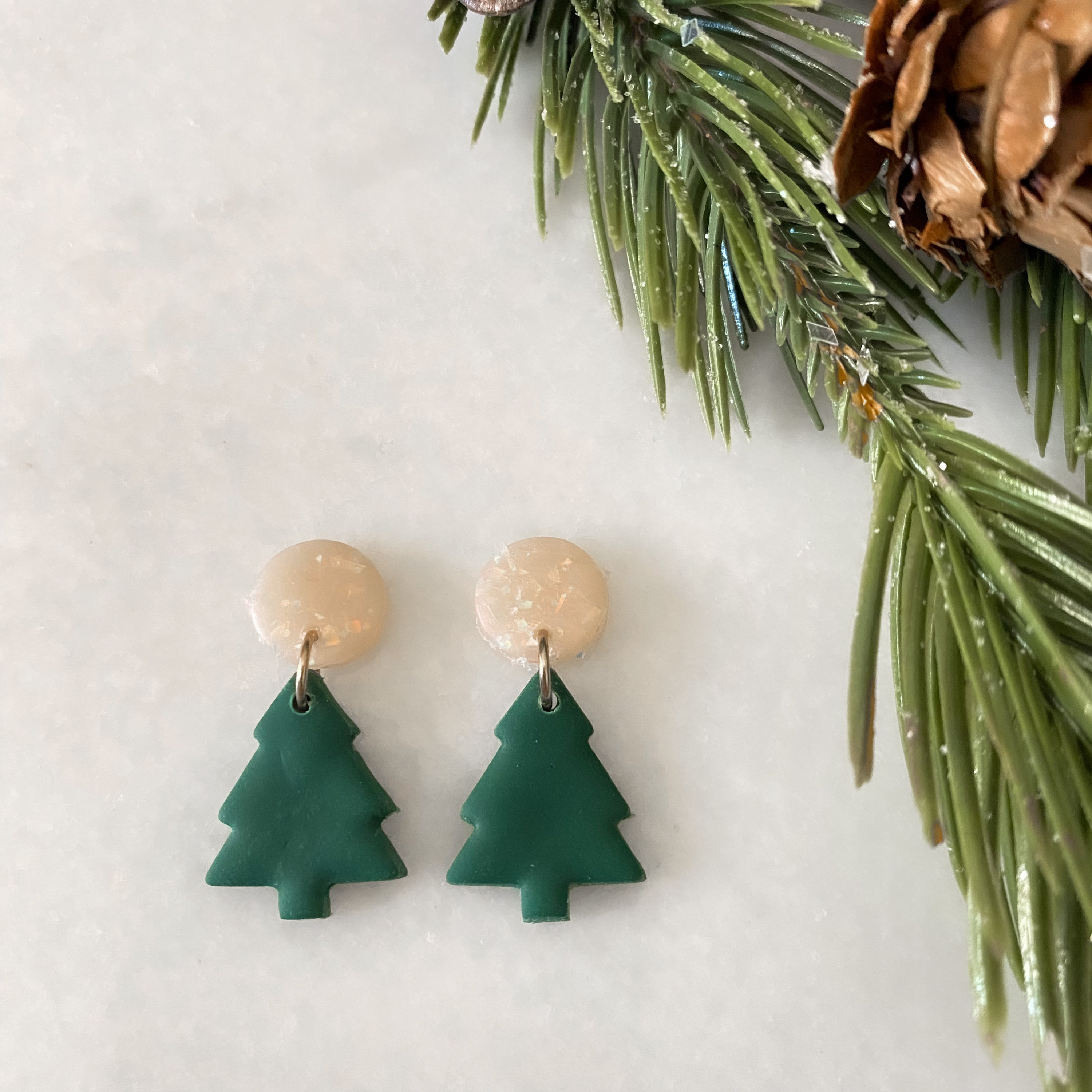 Handmade Christmas Tree Earrings Polymer Clay Earrings Boho Etsy