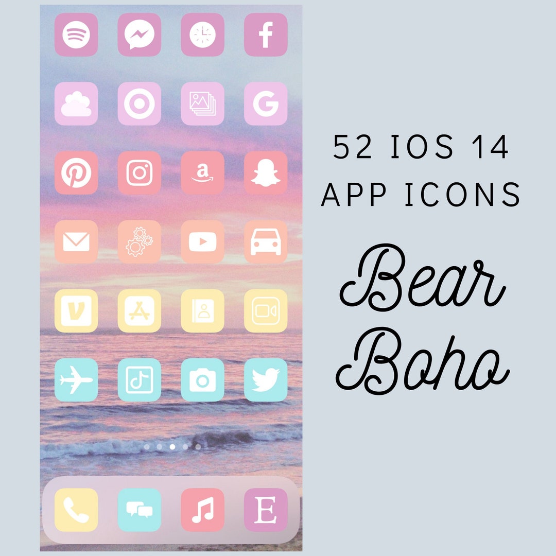 52 Ios 14 Icons App Covers, Ios 14 Icons, Aesthetic Iphone, DIGITAL ...