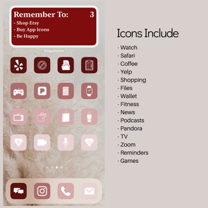 52 IOS 14 Icons, Pink App Icons, IOS 14 Aesthetic, IOS 14 Icon Bundle ...