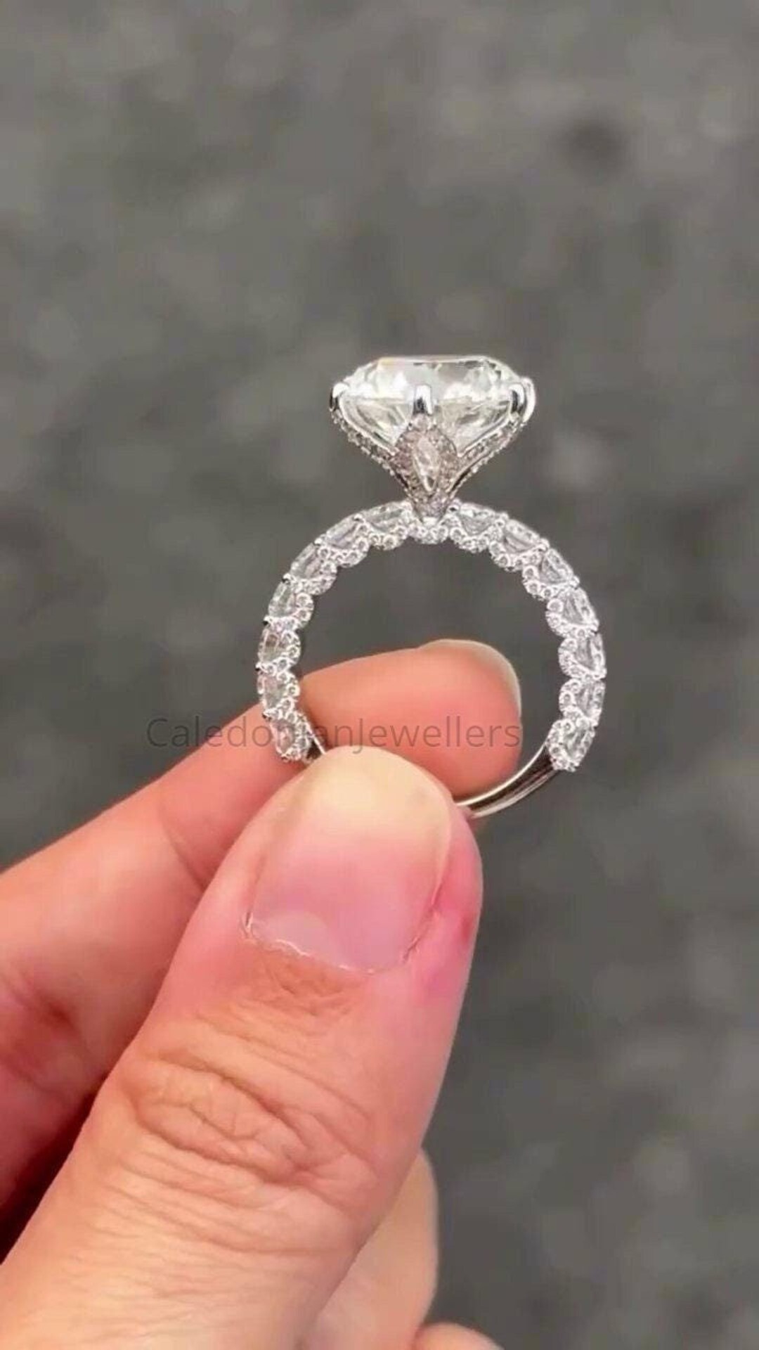 5CT Round Moissanite 14k Solid White Gold Ring, Lotus Prong Engagement ...