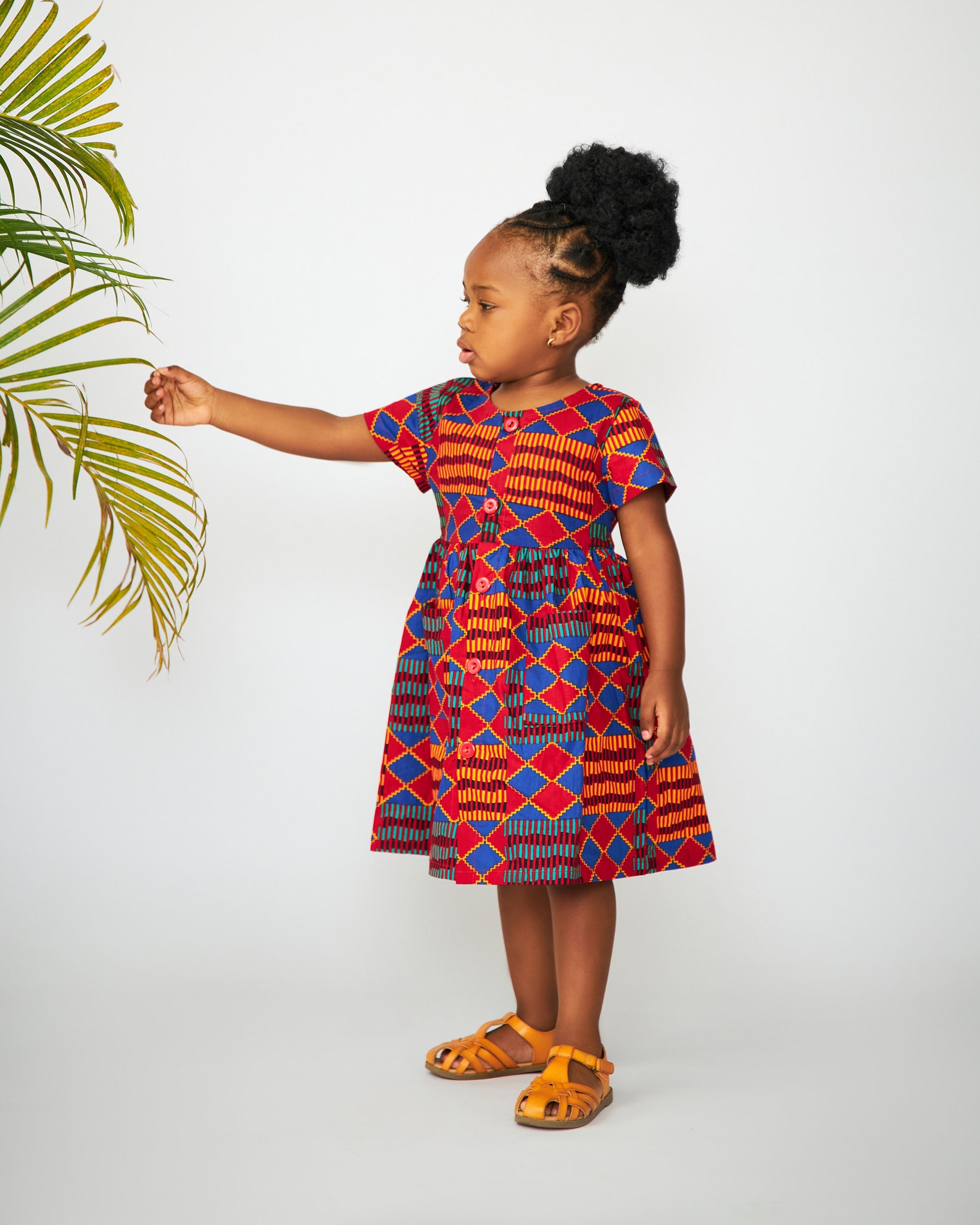 Toddler Girl Kente Print Front Button Dress - Etsy