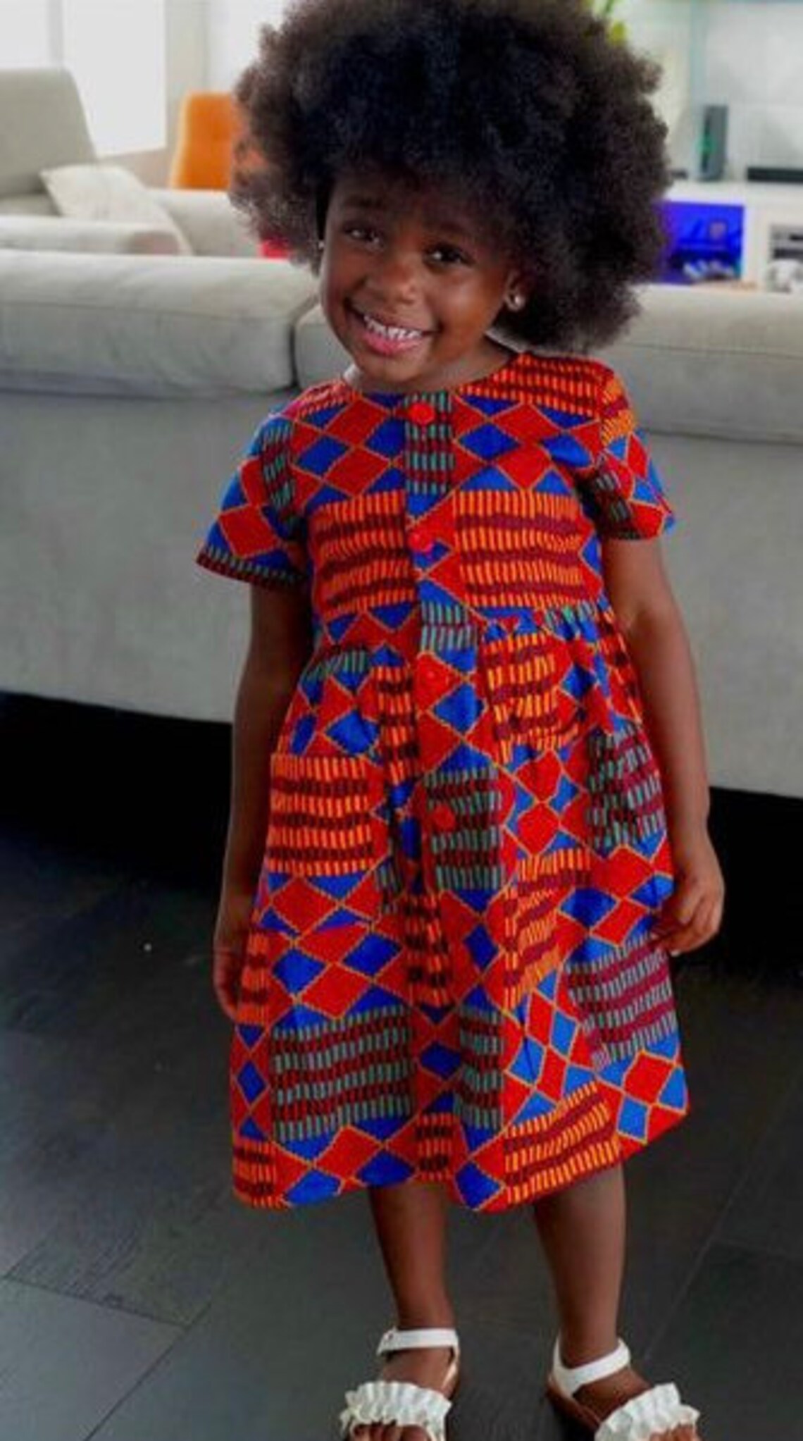 Toddler Girl Kente Print Front Button Dress - Etsy
