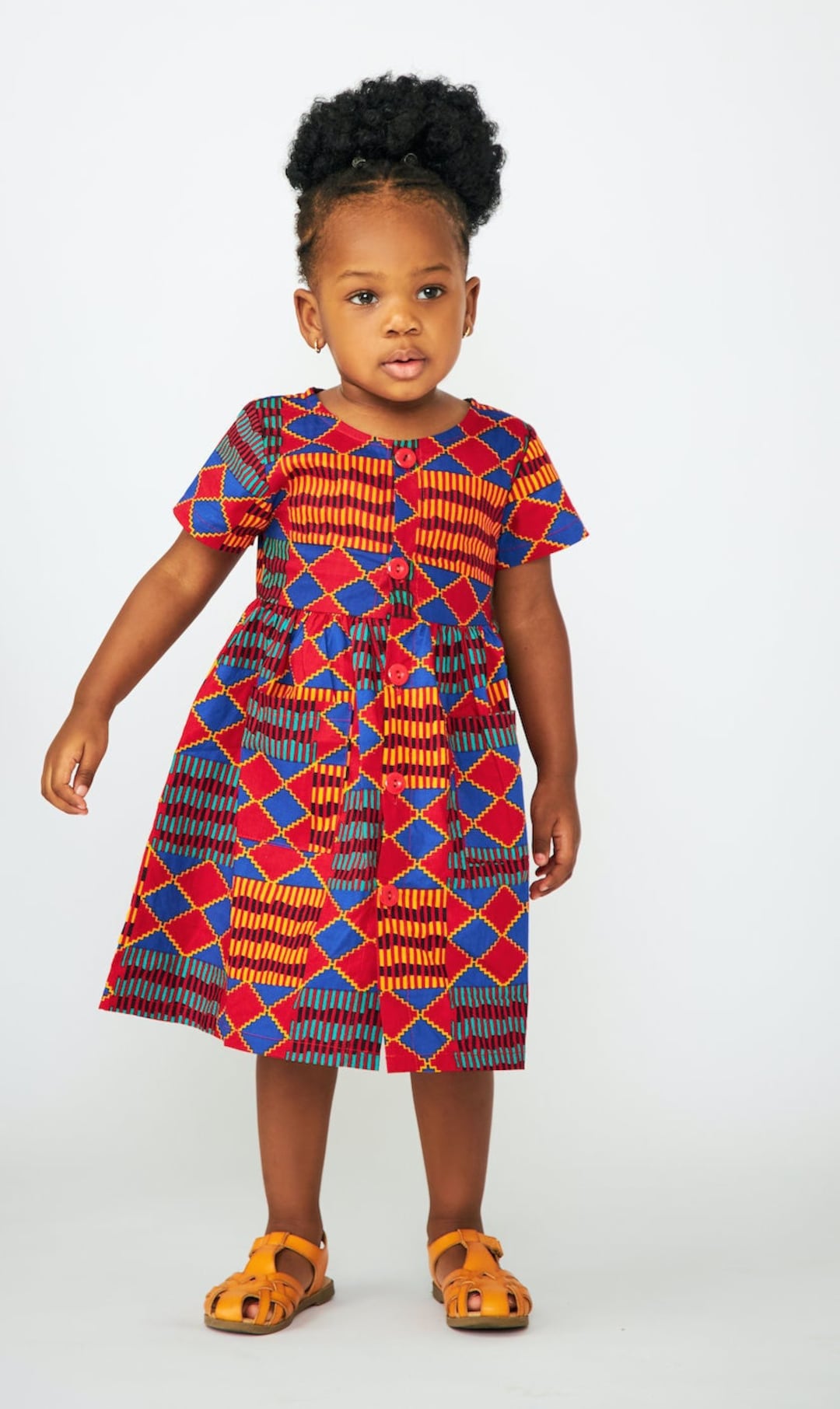 Toddler Girl Kente Print Front Button Dress - Etsy