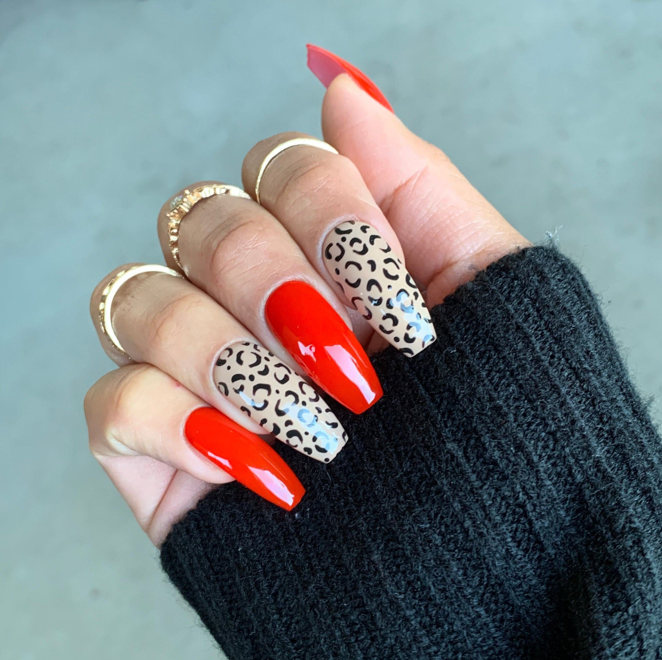 Red Cheetah Print Nails