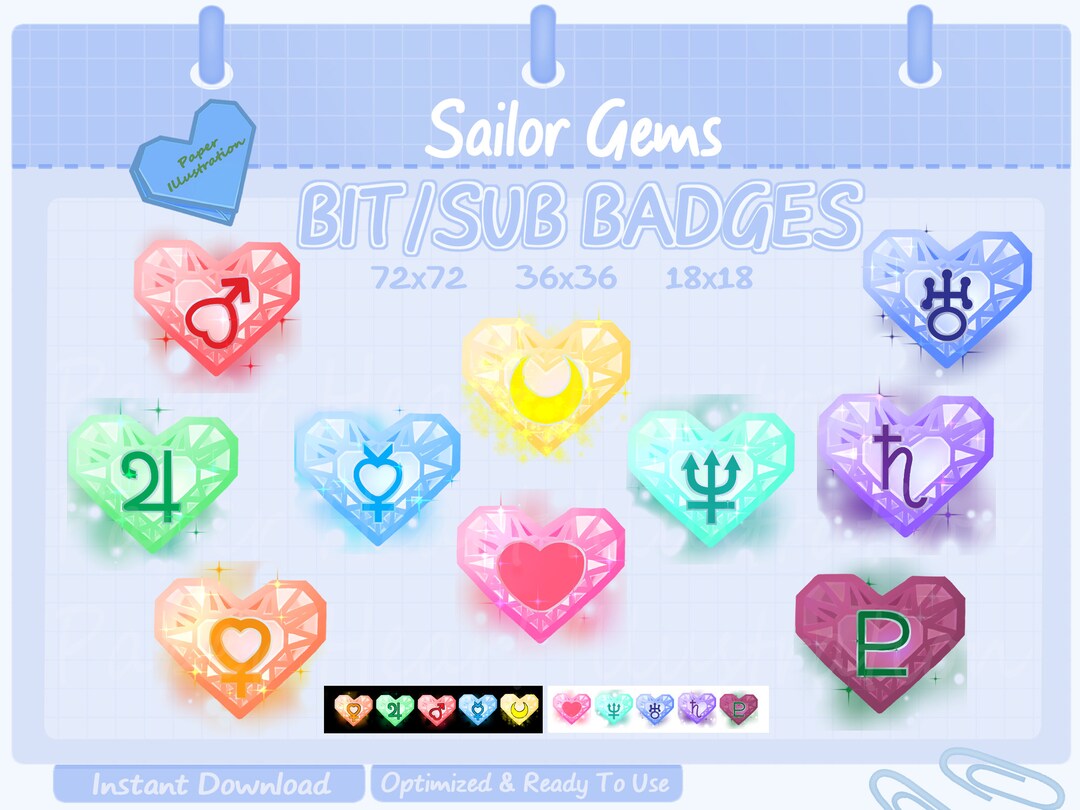 Premade Sailor Scout Gems Bits/sub Badges for Twitch - Etsy