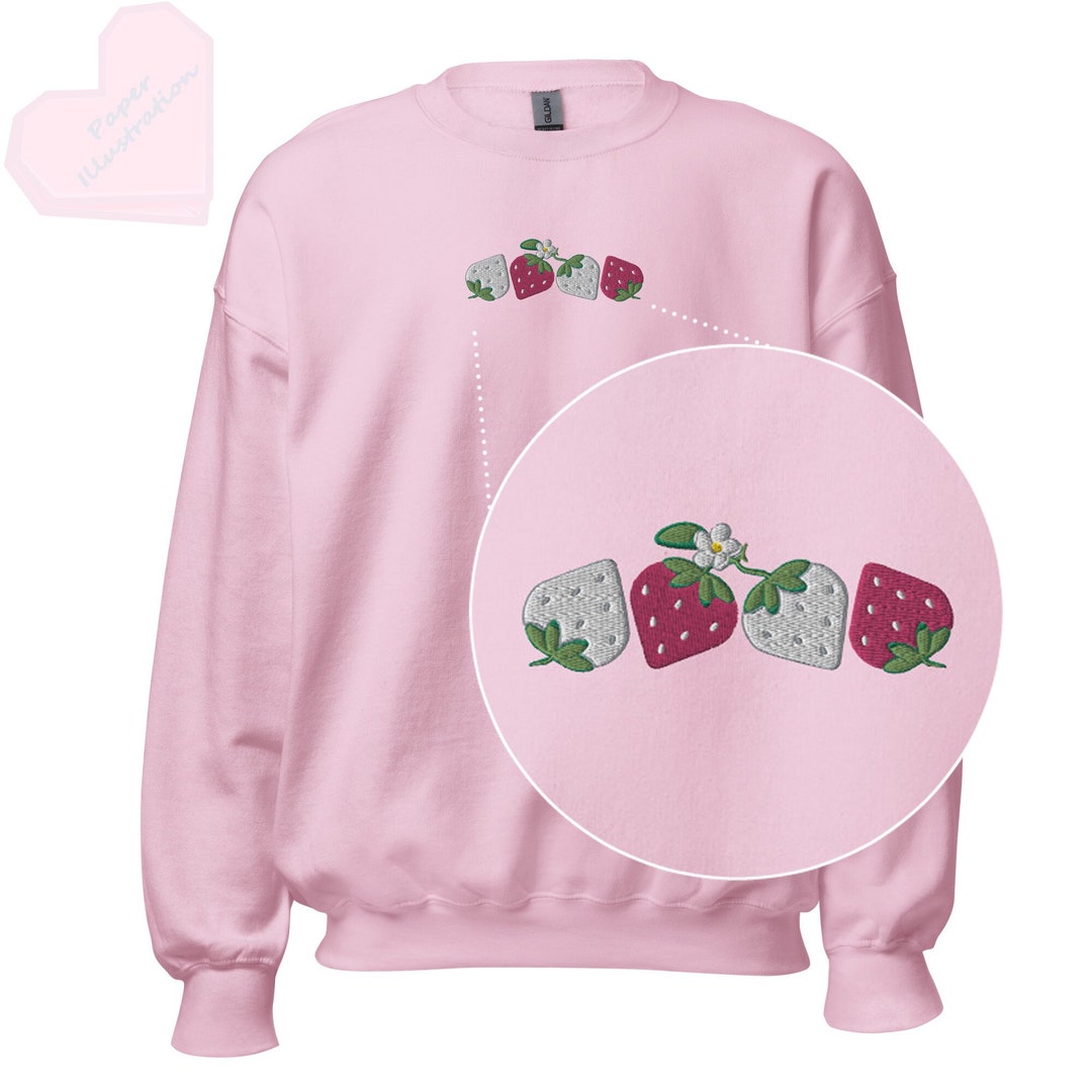 EMBROIDERED Mixed Pink Strawberry Field Sweatshirt/ Cozy Crewneck/ Gift ...