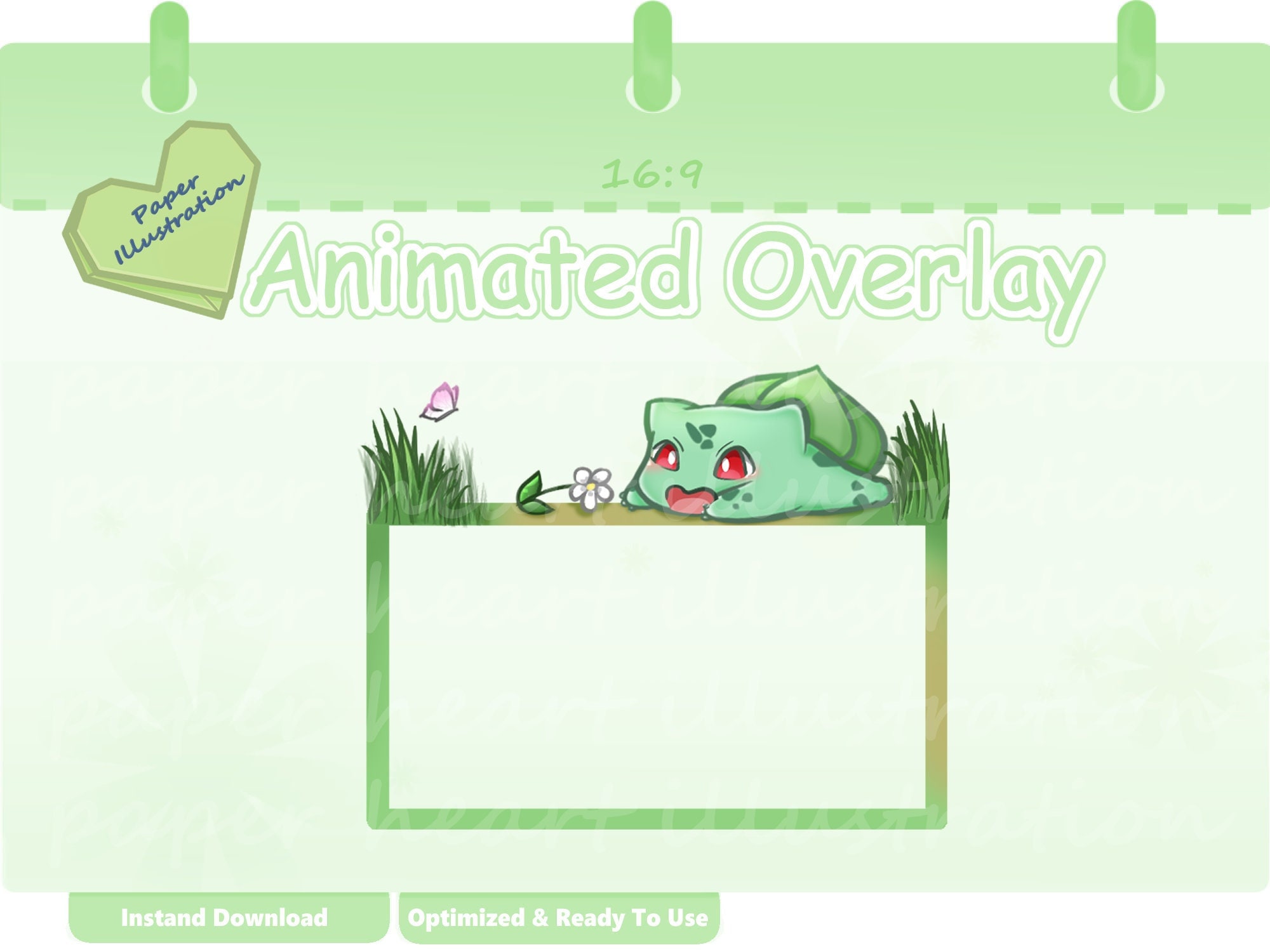 Animated Bulbasaur Pokemon Cam Overlay for OBS - Etsy