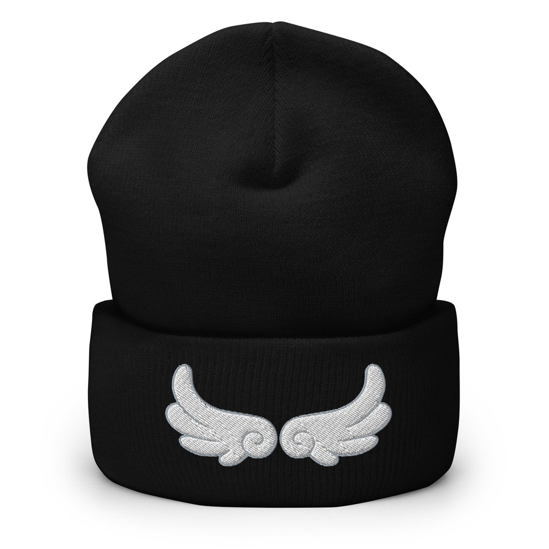 Angel Wings Embroidered Cuffed Beanie/ One Size/ Available in Several ...