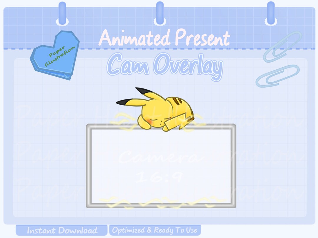 Animated Sleeping Pikachu Pokemon in SILVER Cam Overlay for OBS - Etsy