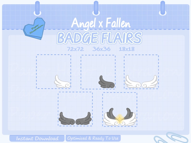 Angel X Fallen Bit/sub Badge Flairs for Twitch or Discord - Etsy