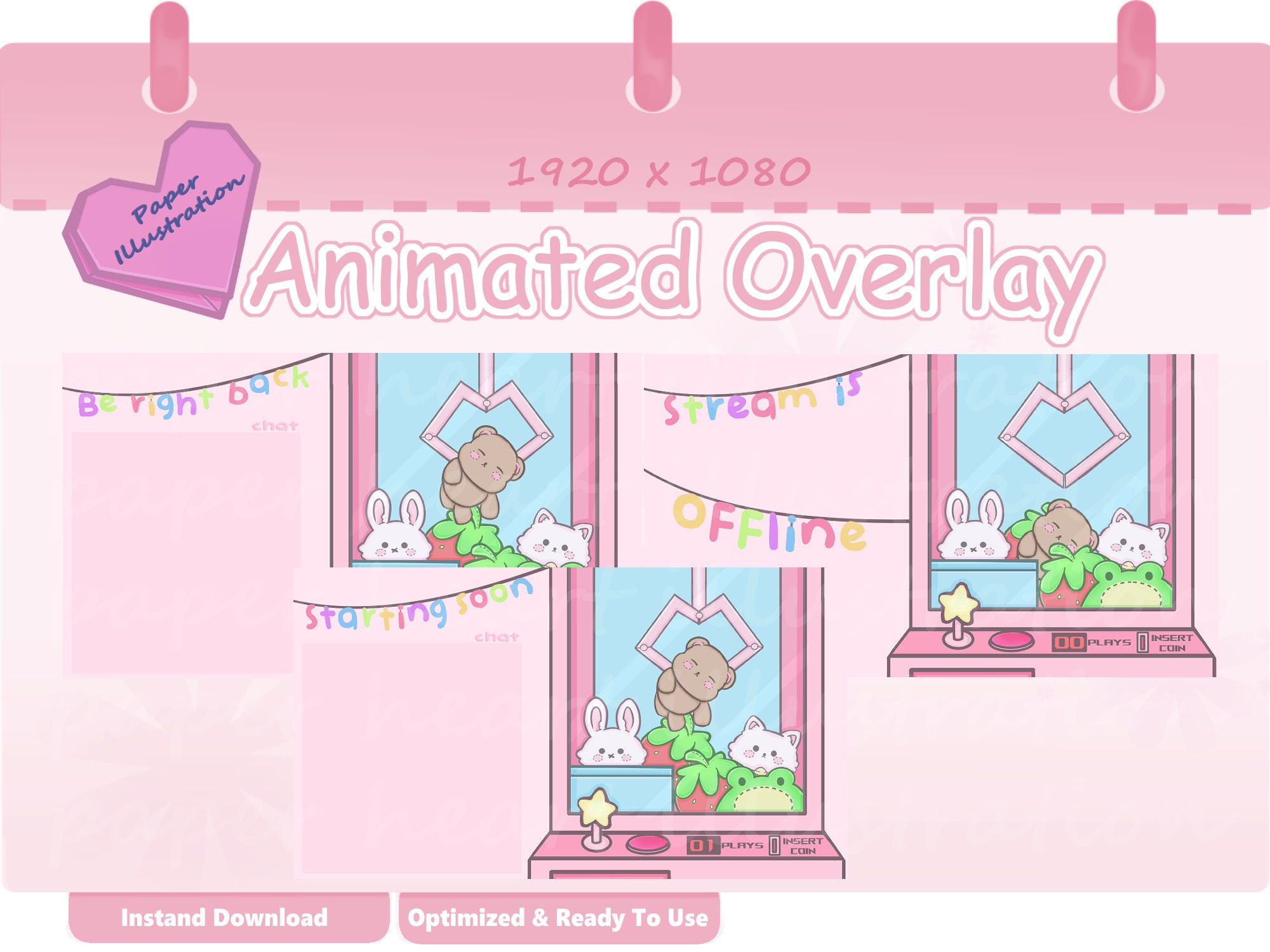 Animated Claw Machine Starting Soon, BRB, and Offline Overlays for OBS ...