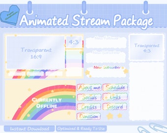 Animated Cute Stream Overlay for Twitch Cloud Overlay Stream Package ...