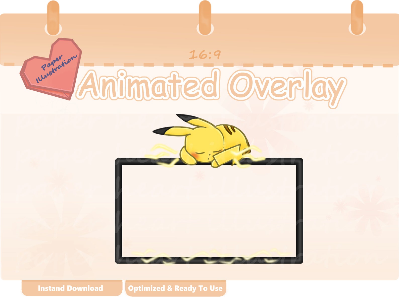 Animated Sleeping Pikachu Pokemon in BLACK Cam Overlay for OBS - Etsy