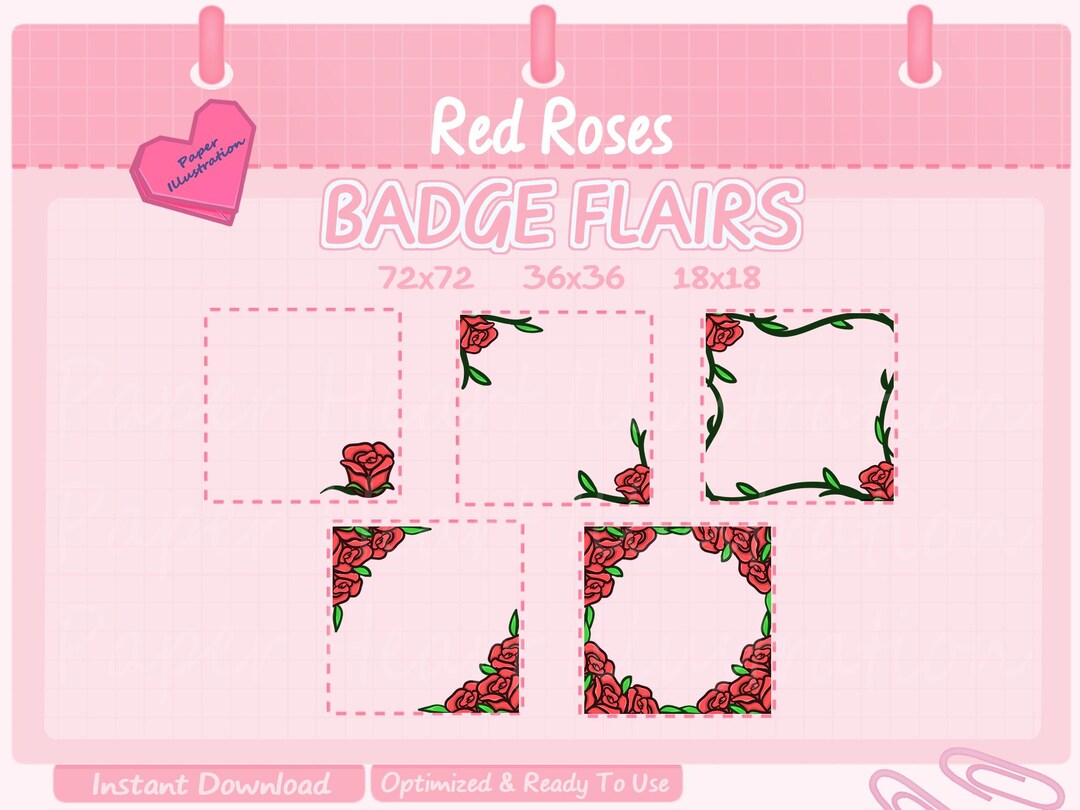 Red Roses Bit/sub Badge Flairs for Twitch or Discord - Etsy