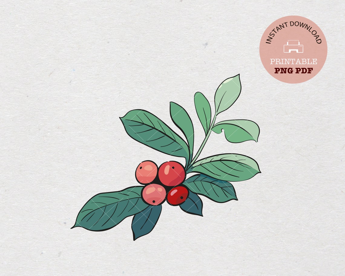 Red Berries Print / Png Image File / Printable Card Format Pdf File - Etsy