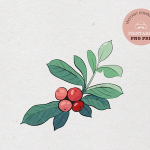Red Berries Print / Png Image File / Printable Card Format Pdf File - Etsy