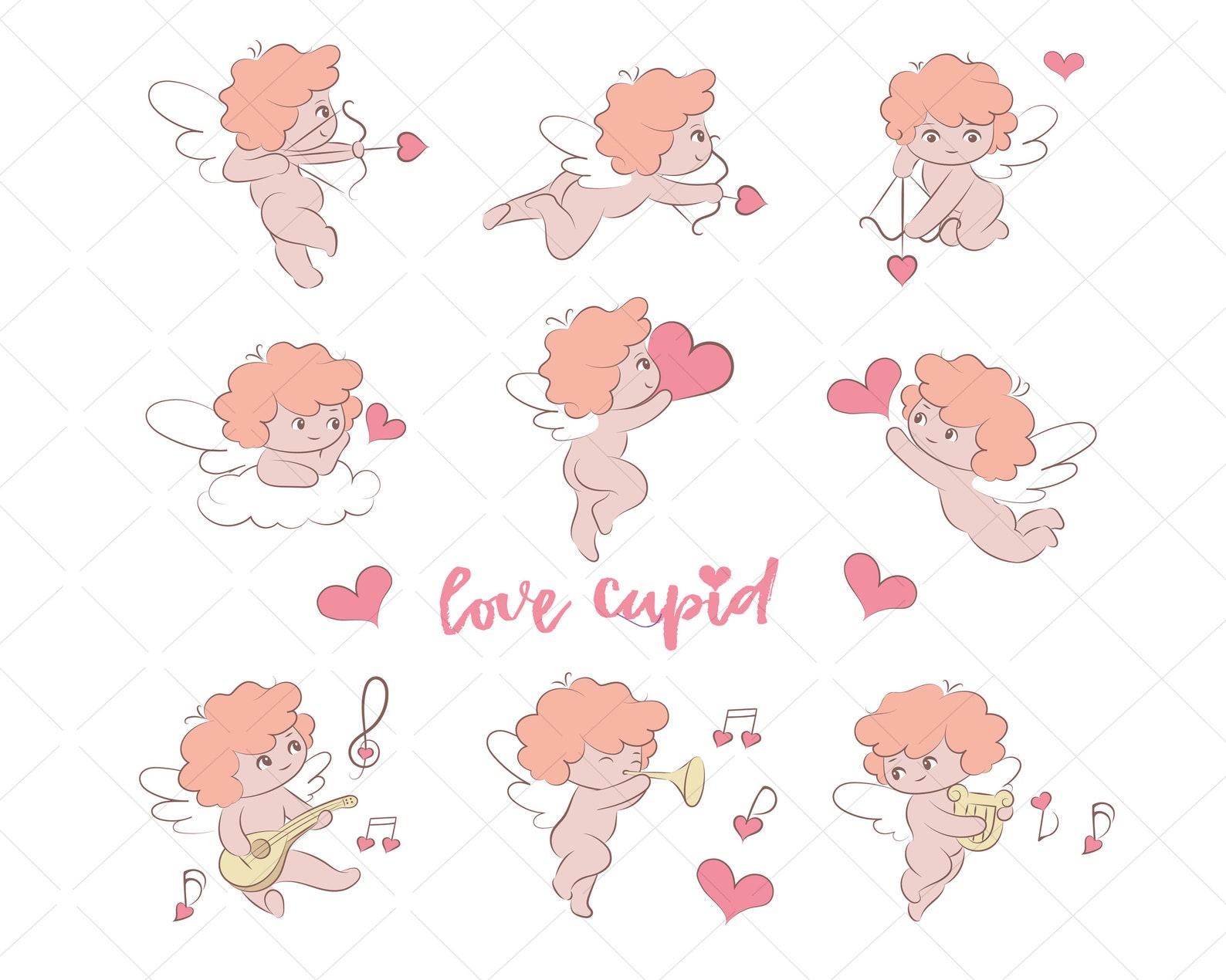 LOVE CUPID CLIPART, Valentines Day Clip Art, Png Clip Art, Commercial ...