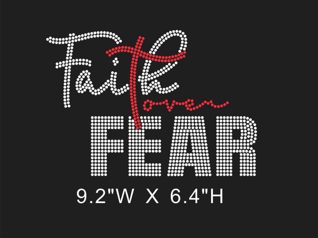 Faith Over Fear Rhinestone Iron-on Transfer: Christian Cross Motif - Etsy