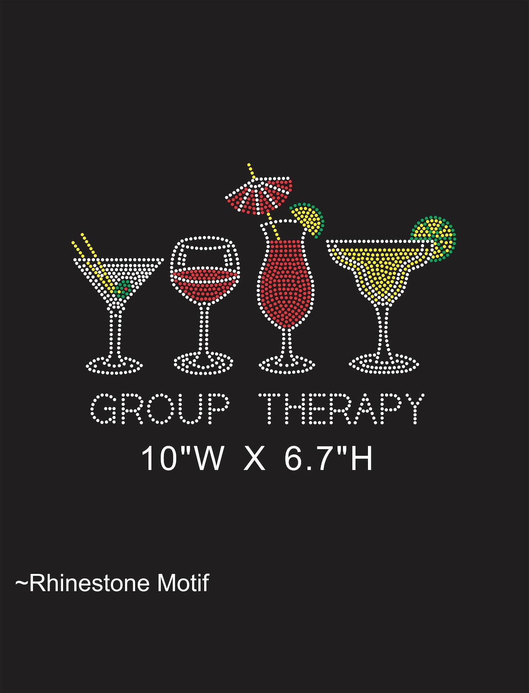 Rhinestone Iron-on Transfer: Group Therapy Wine Glasses Hotfix Motif - Etsy