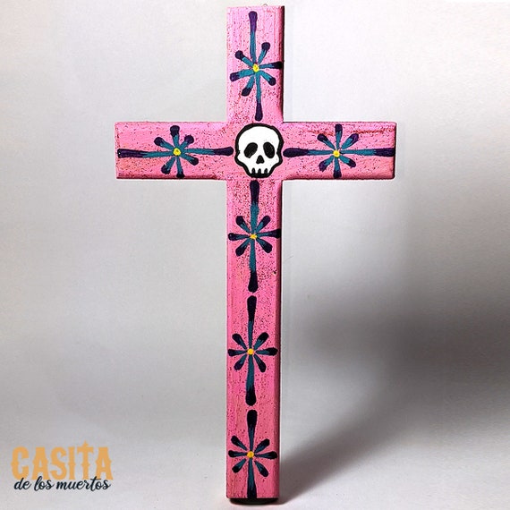 Dia De Los Muertos Wooden Cross Day of the Dead Hand Painted | Etsy