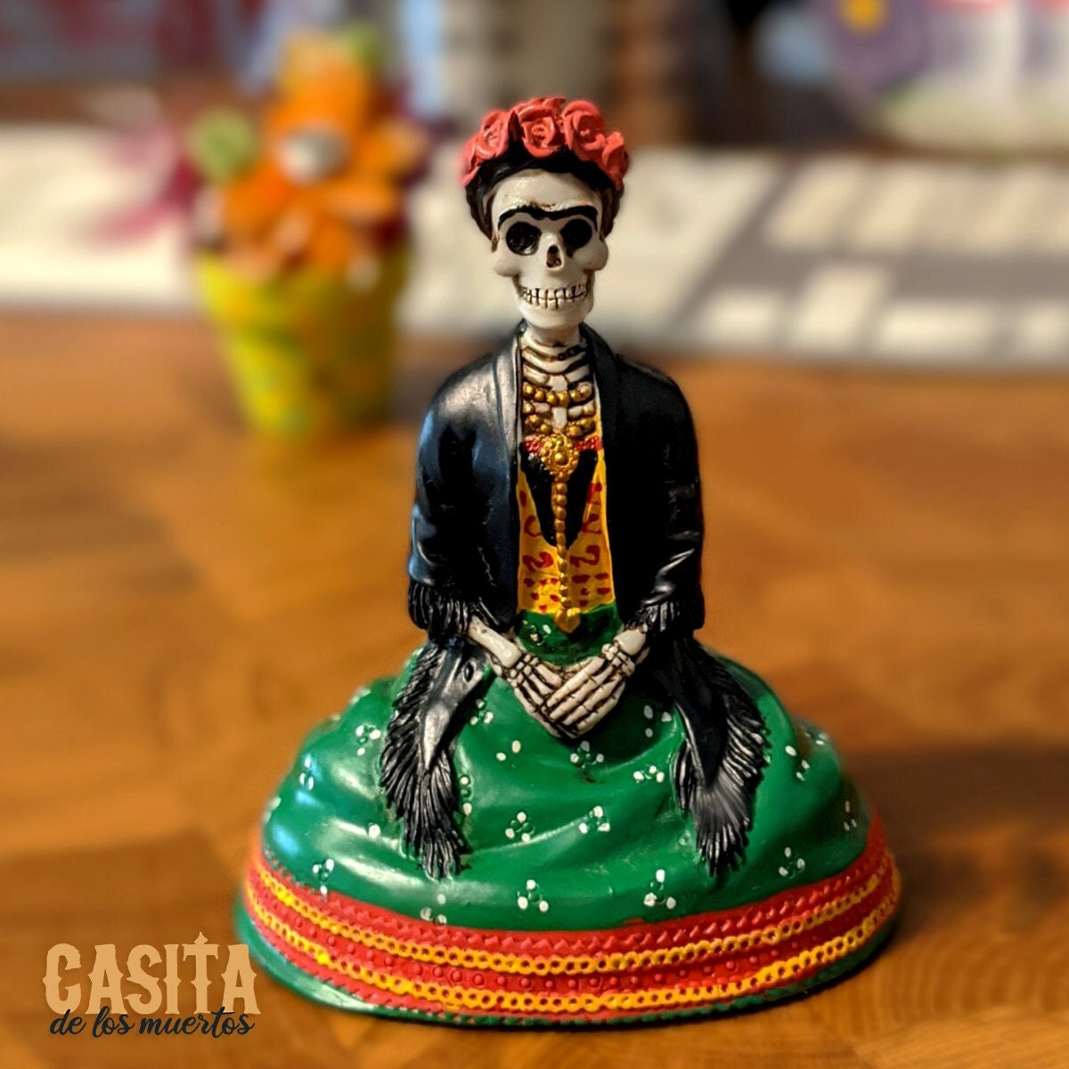 Frida Figurine, Dia De Los Muertos Statue, Decor Skeleton Lady Mexican ...