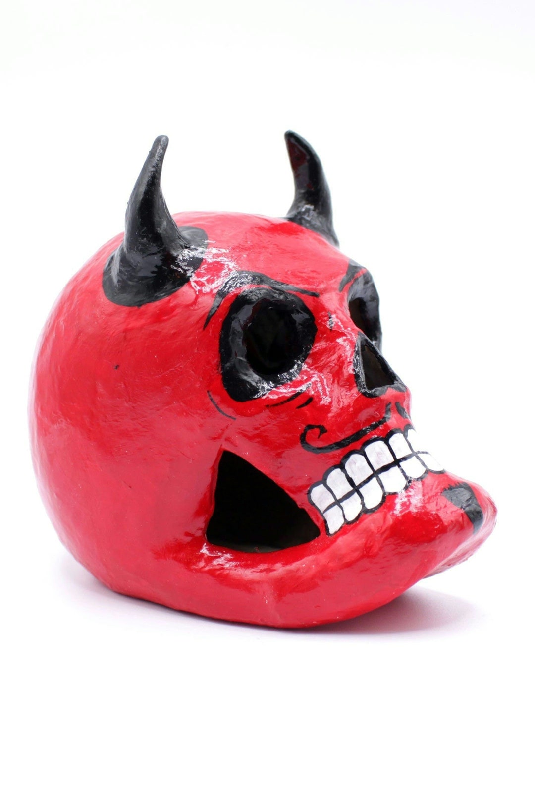 Diablito Calavera Skull Dia De Los Muertos Red Sugar Skulls With Black ...