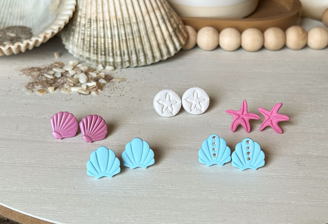 Sea Life Polymer Clay Studs |ocean Life |beach Themed |starfish |sand ...