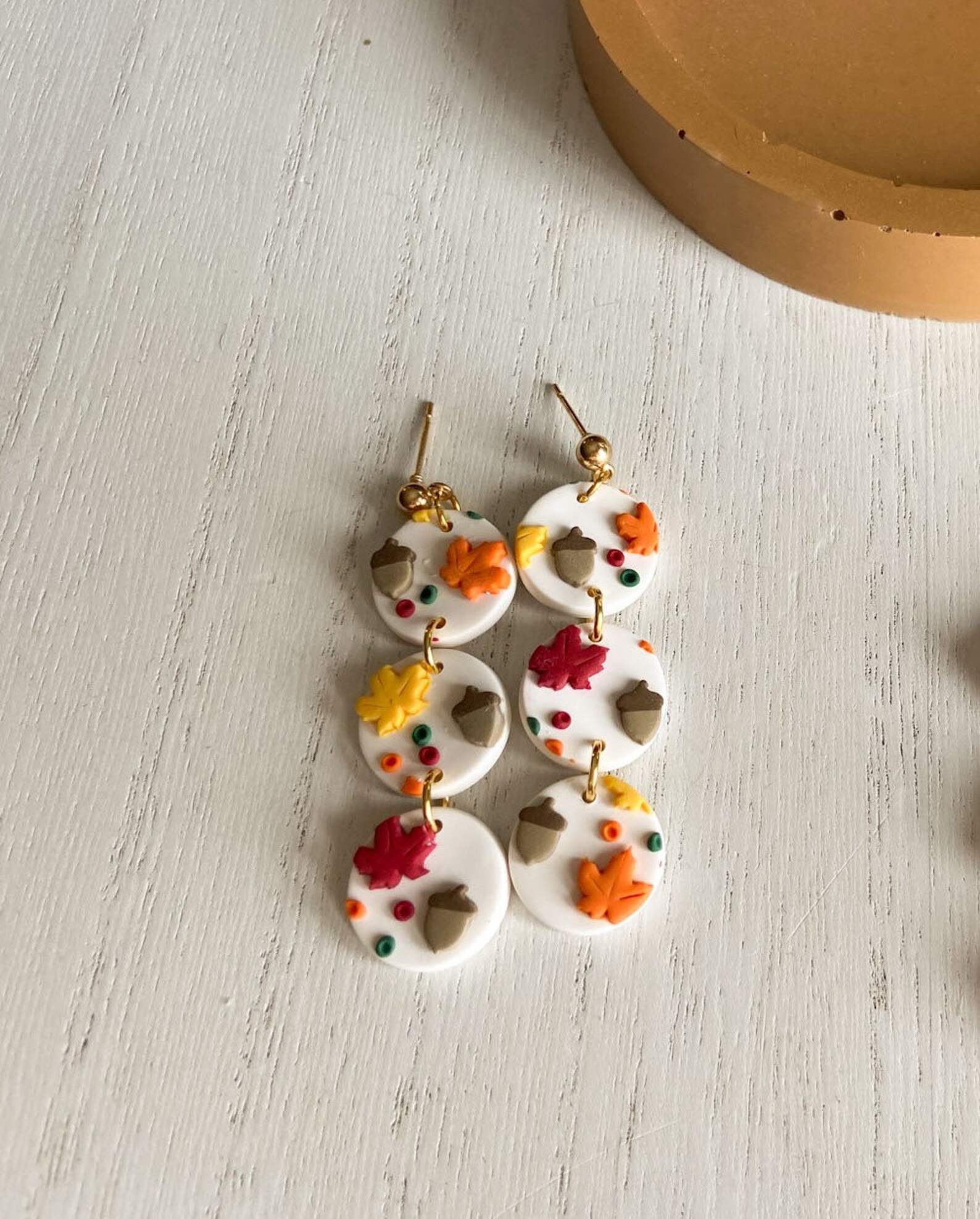 3 Tiered Fall Polymer Clay Earrings/autumn Earrings/fall - Etsy