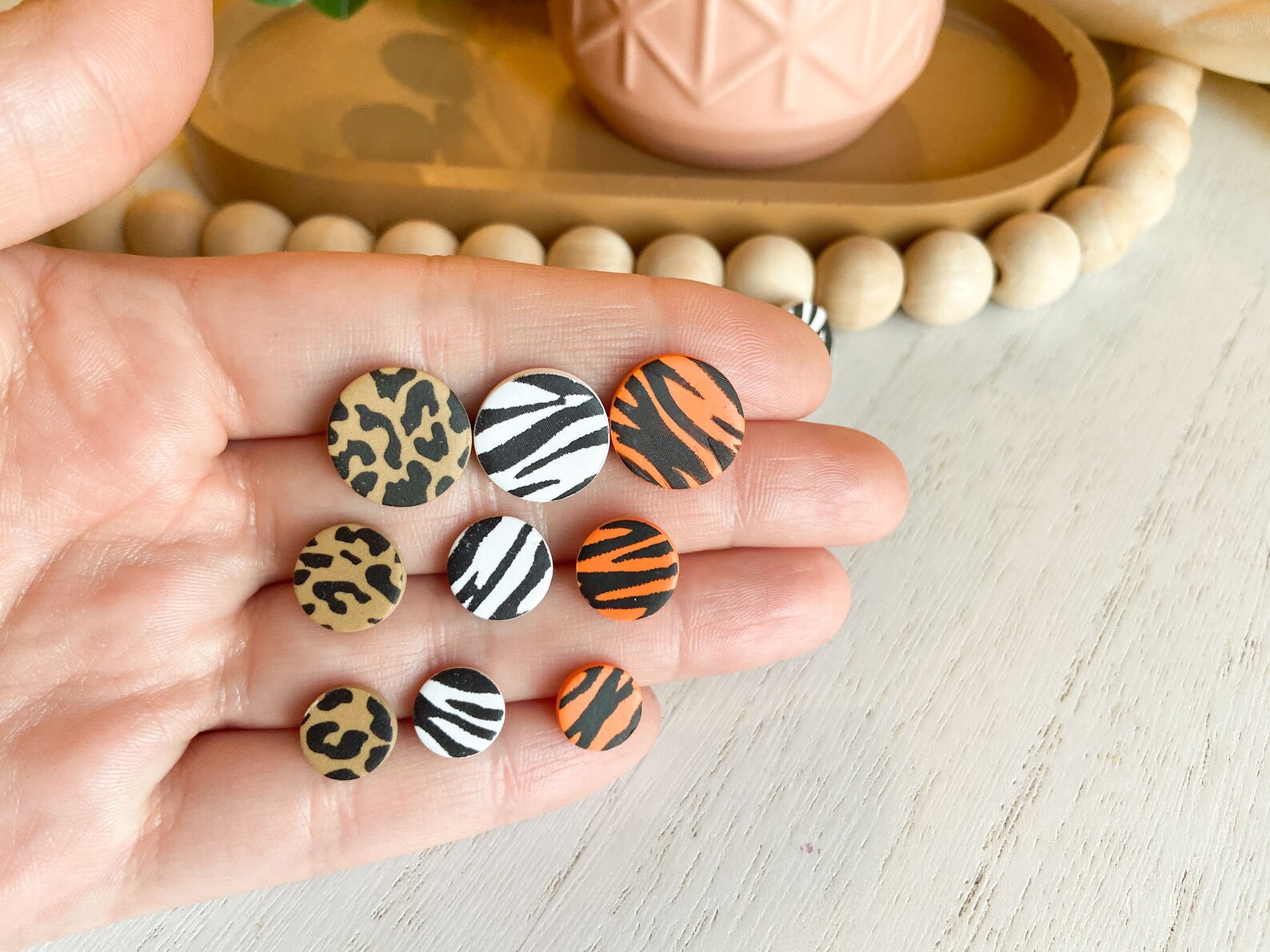 Round Animal Print Polymer Clay Studs 3 Pair Set Zebra - Etsy