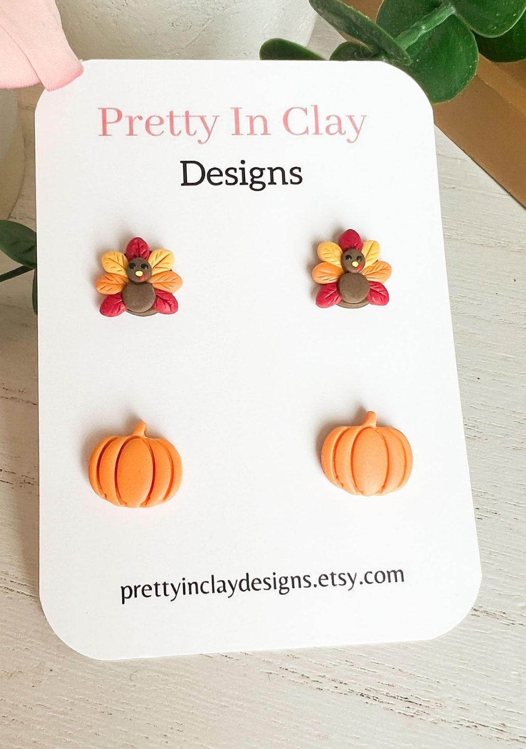 Thanksgiving Polymer Clay Studs |turkey Studs |pumpkin Studs |holiday ...