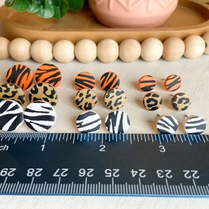 Round Animal Print Polymer Clay Studs |3 Pair Set |zebra Print Studs ...