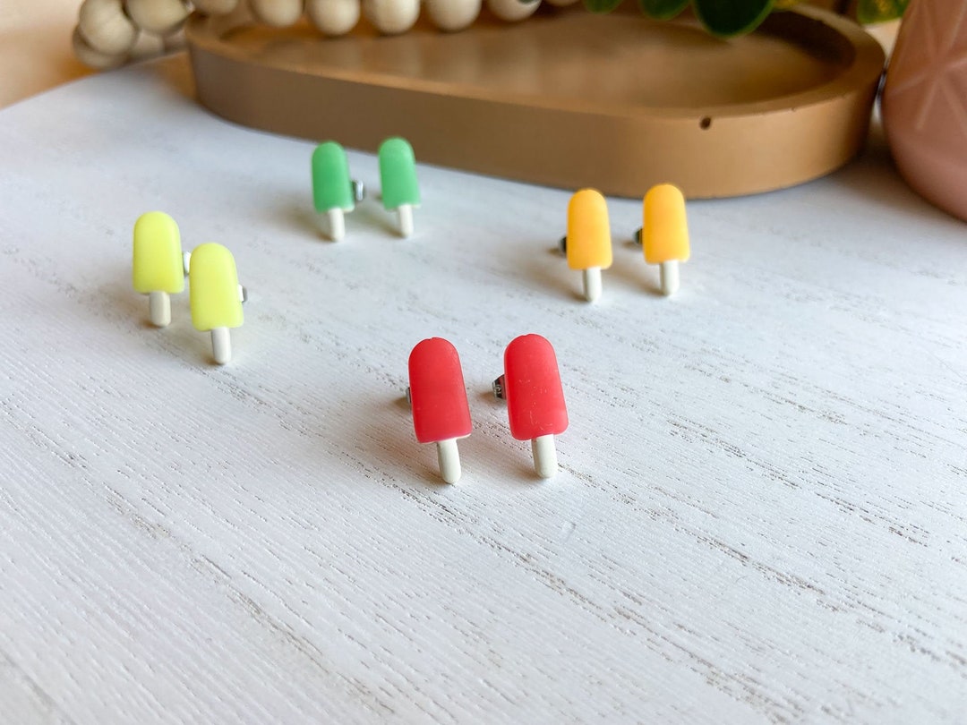 Fruit Popsicle Polymer Clay Studs/paletas De Fruta/lime Popsicle ...