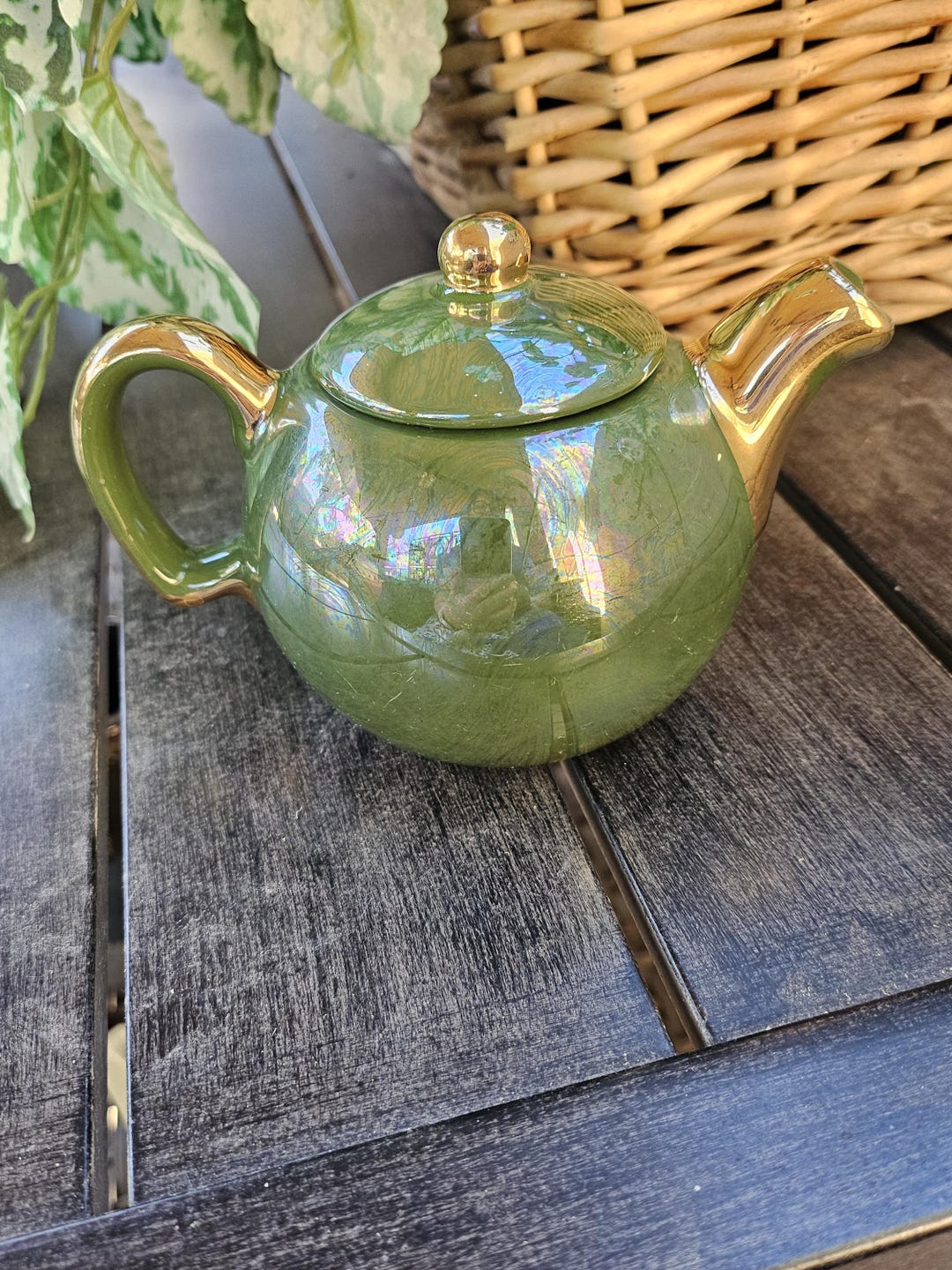 Vintage Small Green Gold Teapot; Decorative Teapot - Etsy