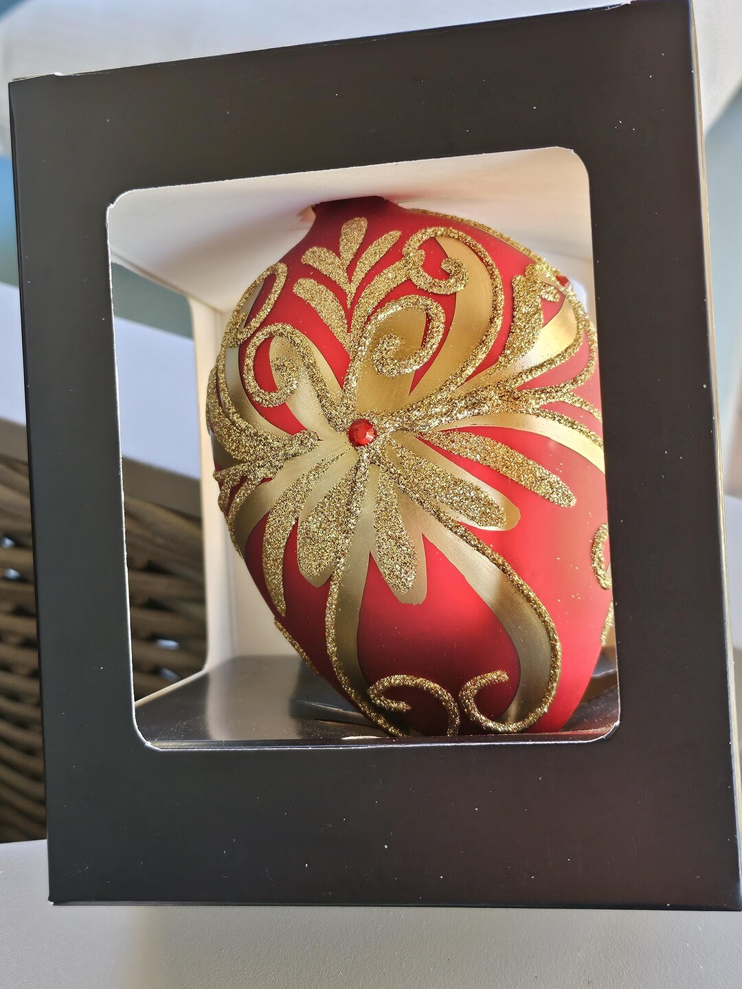 VITBIS Poland Handcrafted Glass Red Faberge Egg Christmas Ornament ...