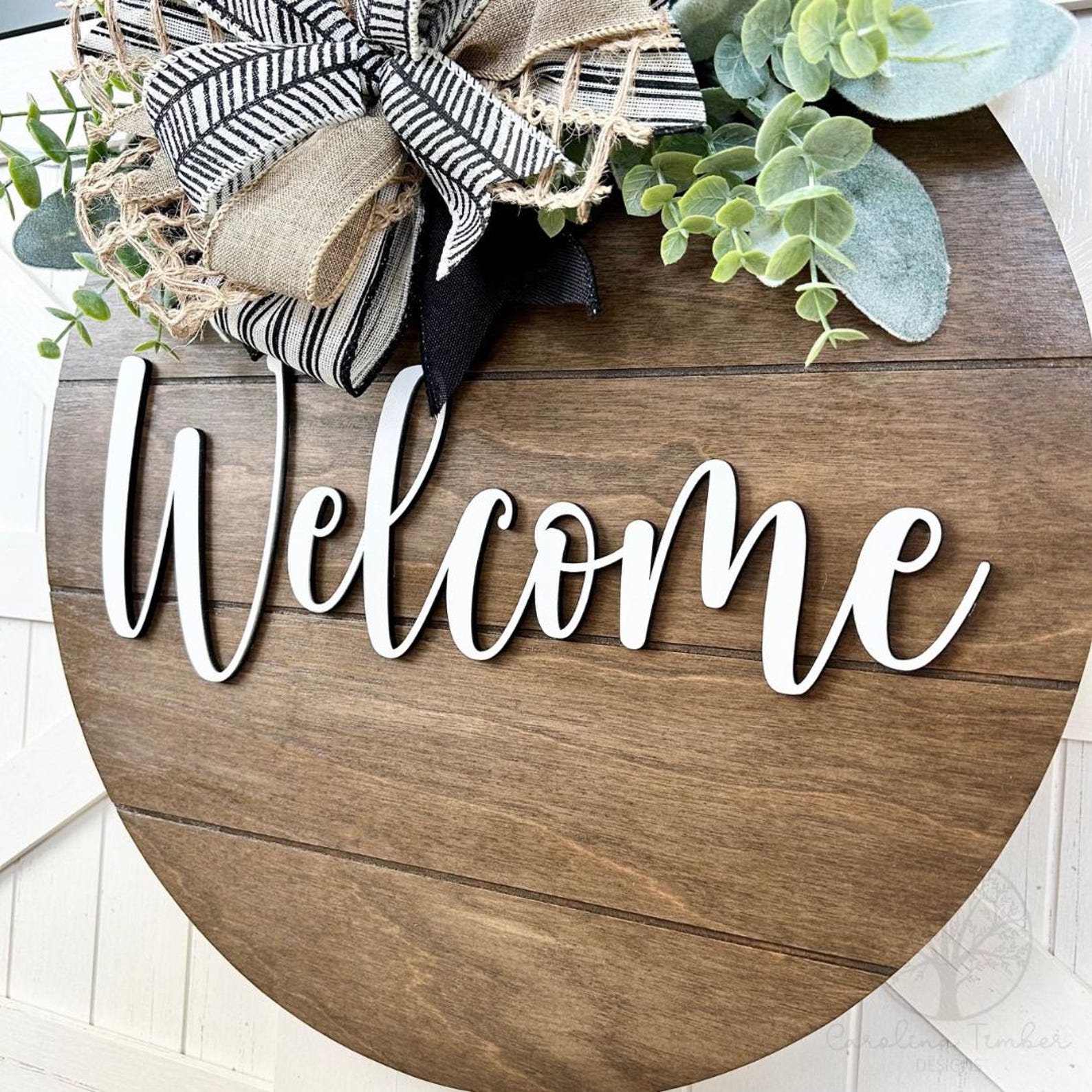 Welcome Door Hanger | 3D Welcome Wreath | Shiplap Pattern | Front Door ...