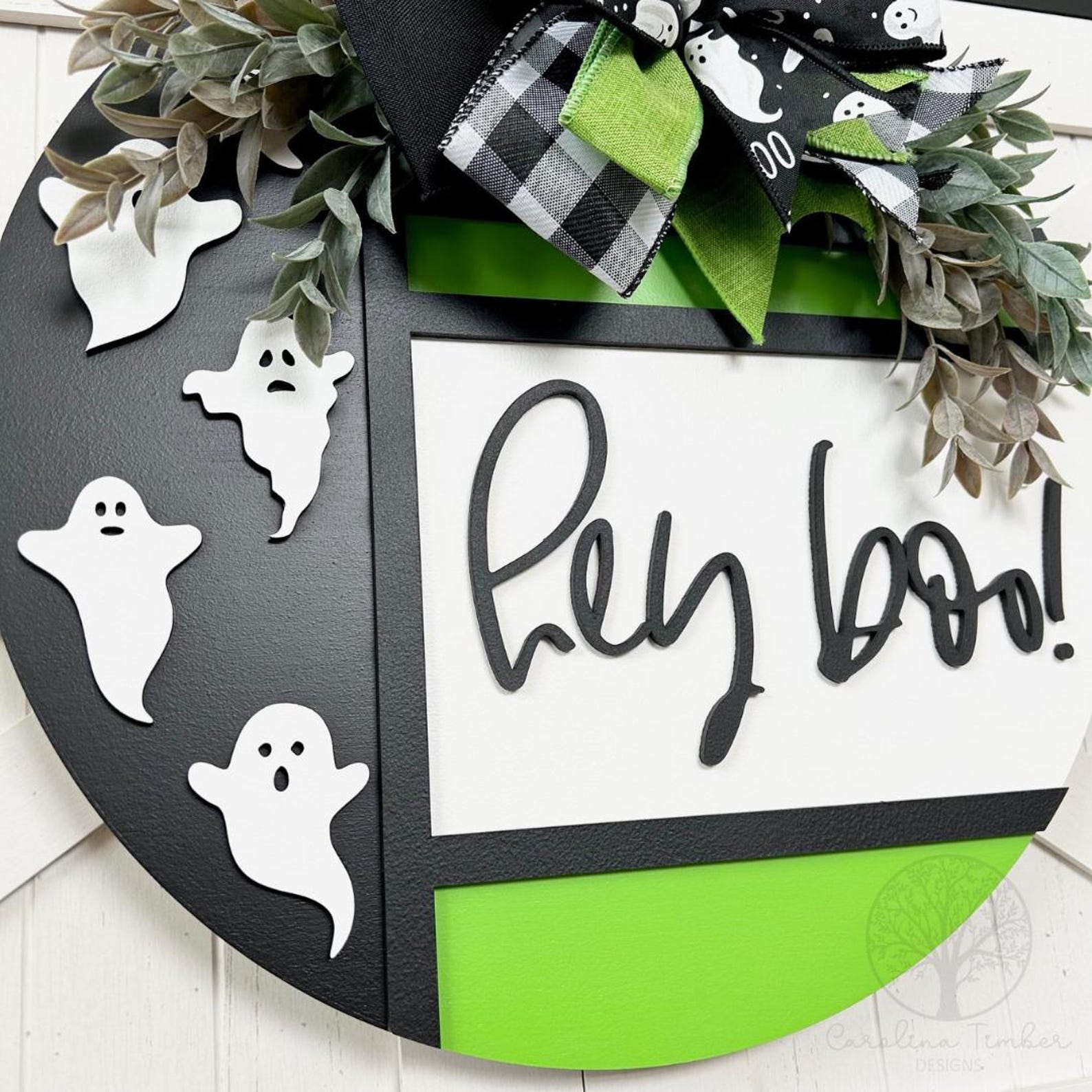 Hey Boo Halloween Door Hanger | 3D Welcome Wreath | Ghost Pattern ...