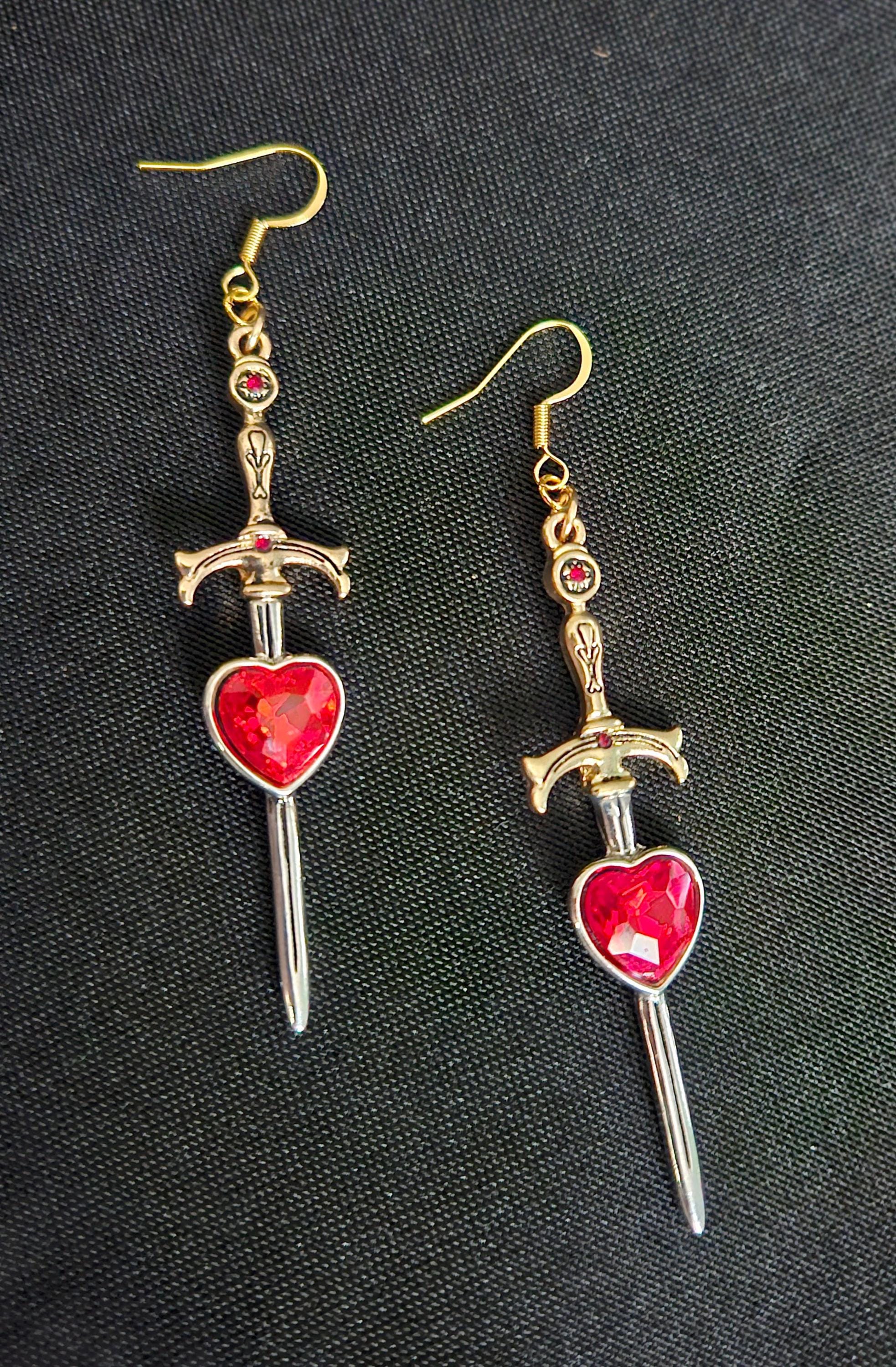 Heart Sword Earrings - Etsy