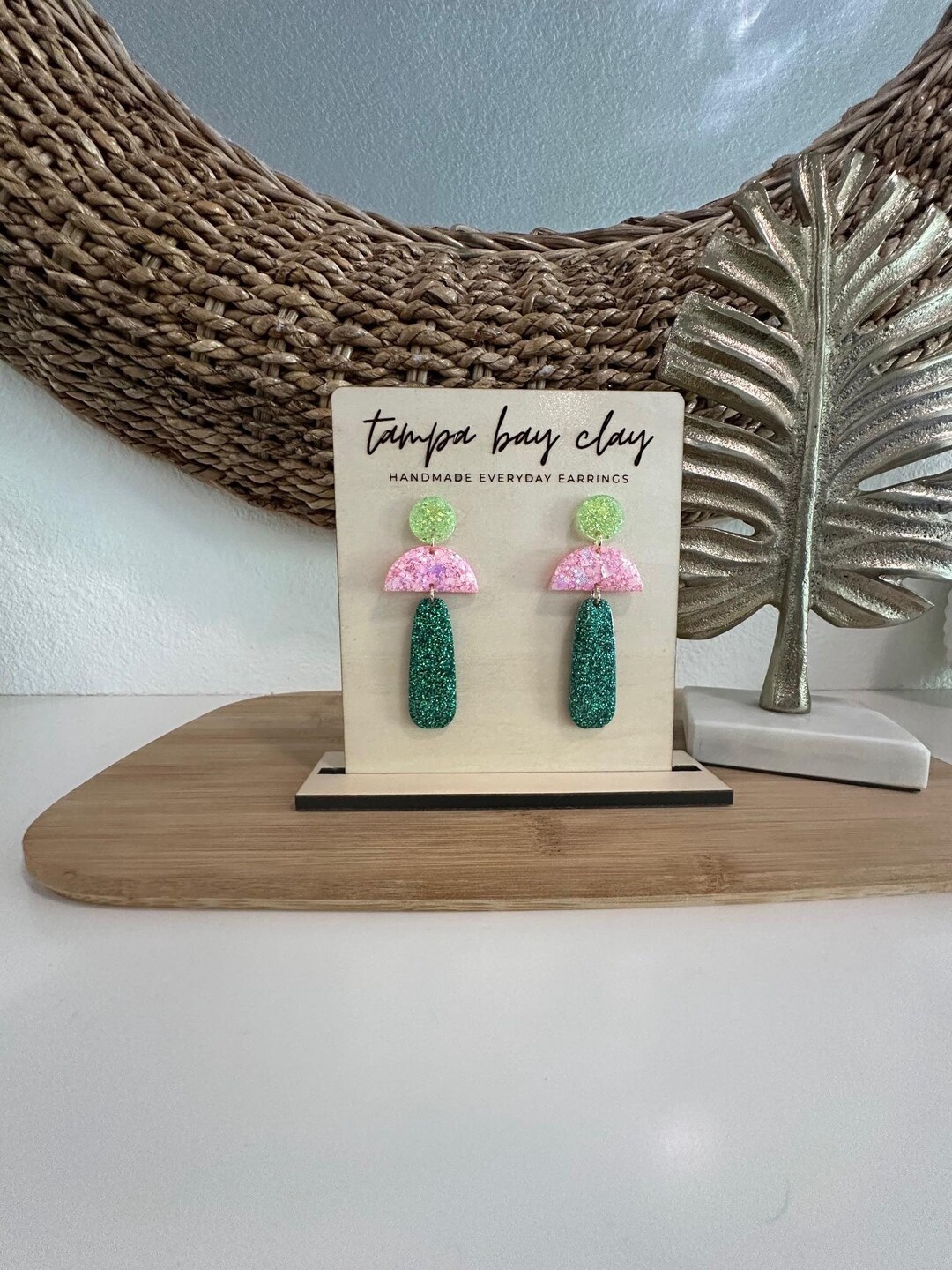 RESIN EARRINGS // AKA Inspired // Alpha Kappa Alpha // Pink and Green ...