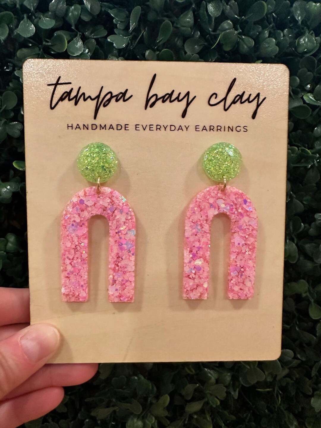 RESIN EARRINGS // AKA Inspired // Alpha Kappa Alpha // Pink and Green ...