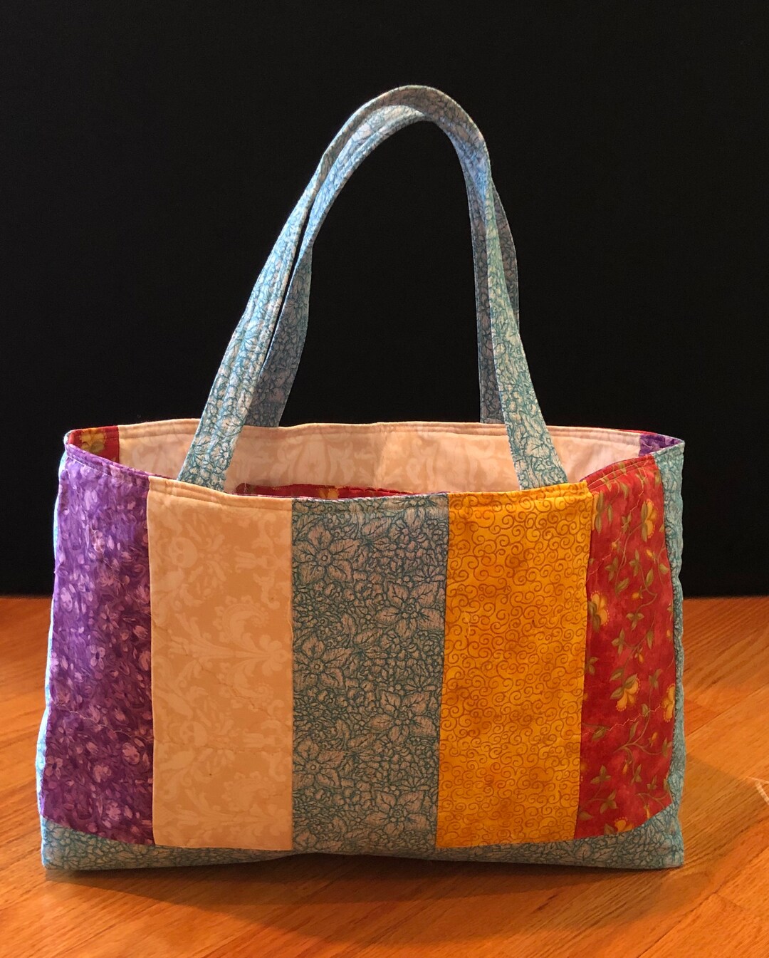 Wide Multi-color Patchwork Quilted Tote Bag - Etsy