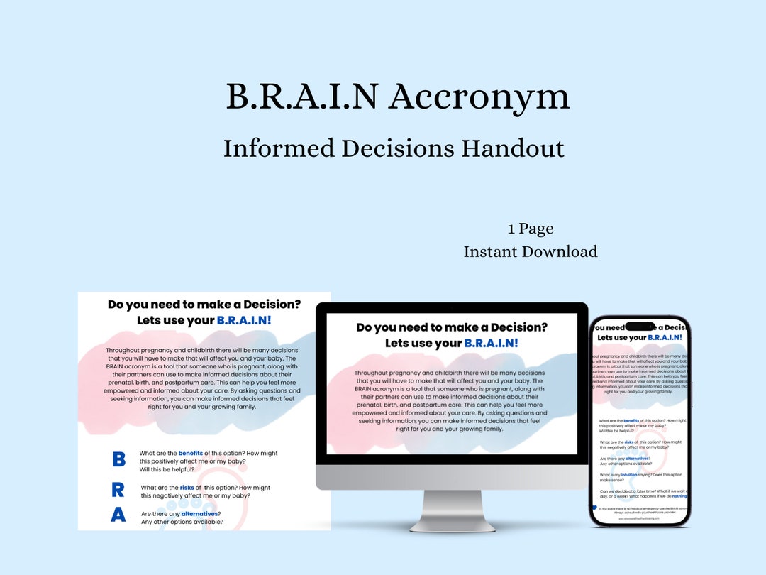 B.R.A.I.N Acronym, Informed Consent, Informed Consent Handout ...