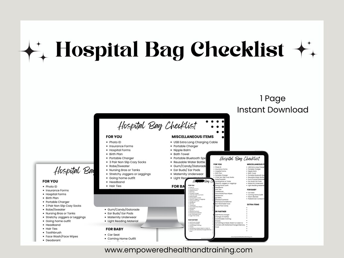 Hospital Bag Checklist Hospital Bag Checklist Hospital Bag - Etsy