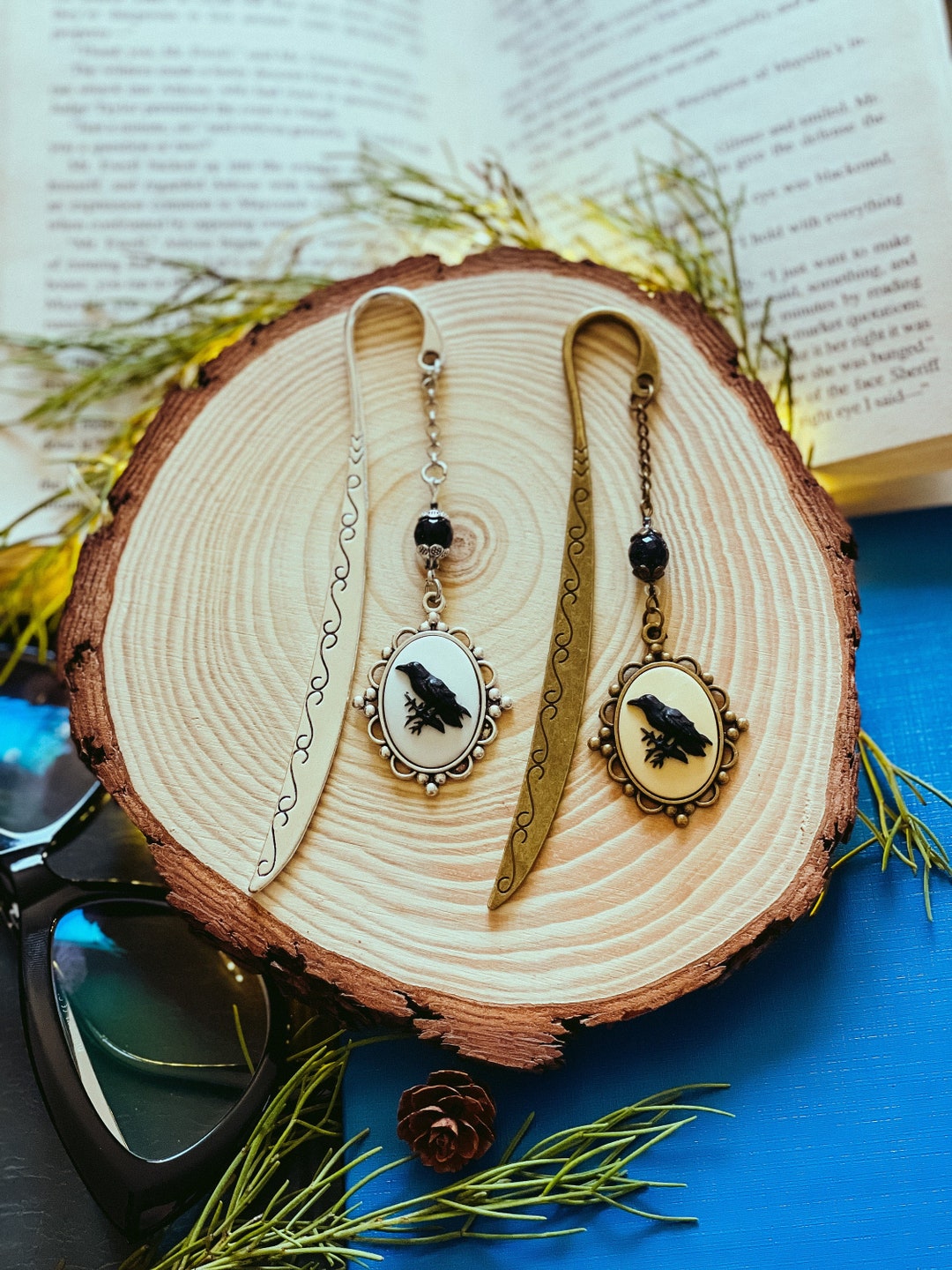 Crow Bookmark: Dangle Metal Book Lover Gift - Etsy