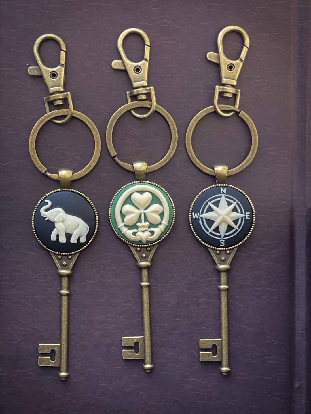 Elephant Keychain Irish Claddagh Celtic Key Ring Compass House Key ...