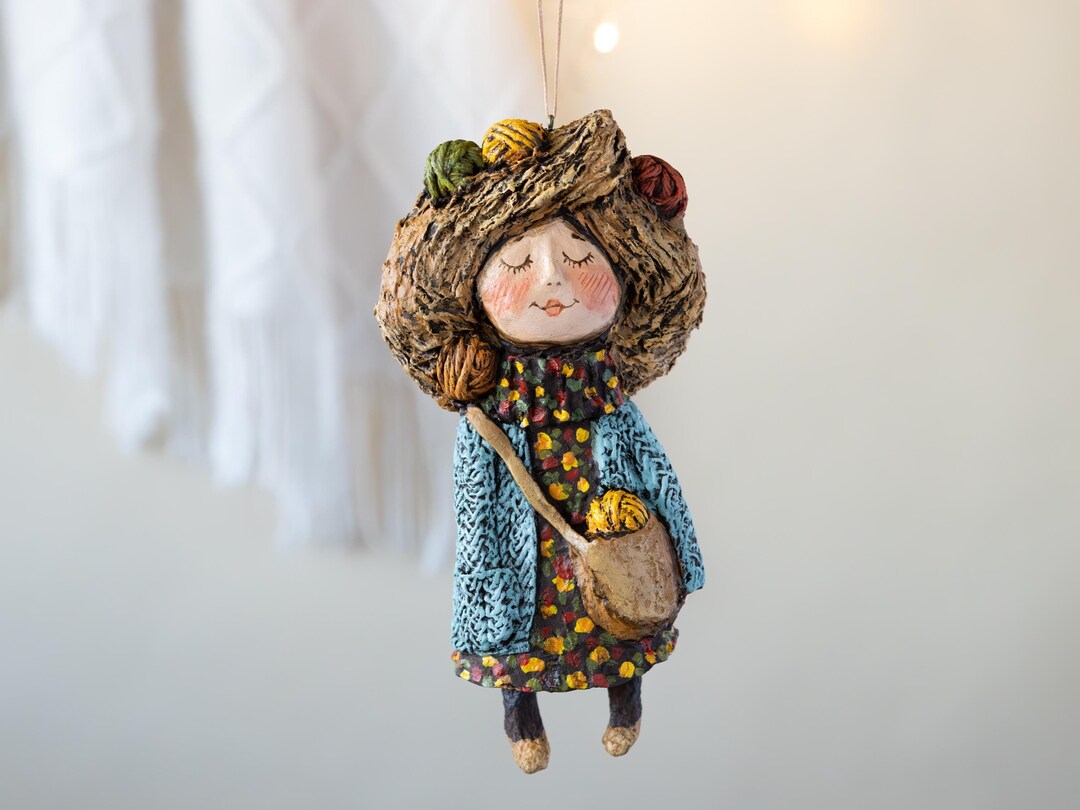 Handcrafted Paper Mache Girl Ornament: Christmas Tree Decoration - Etsy